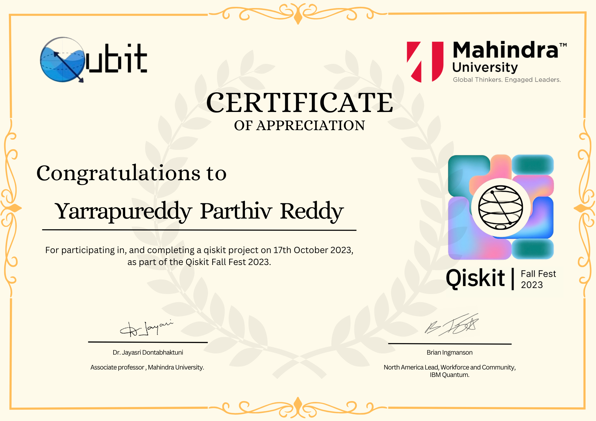 Portfolio - Parthiv Reddy